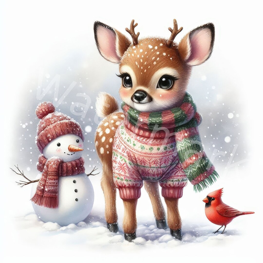 Christmas Reindeer Clipart, 12 Jpg, Digital Download, Card Making ...