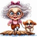 Grandma and Dog Clipart: Watercolor People Illustrations (digital ...