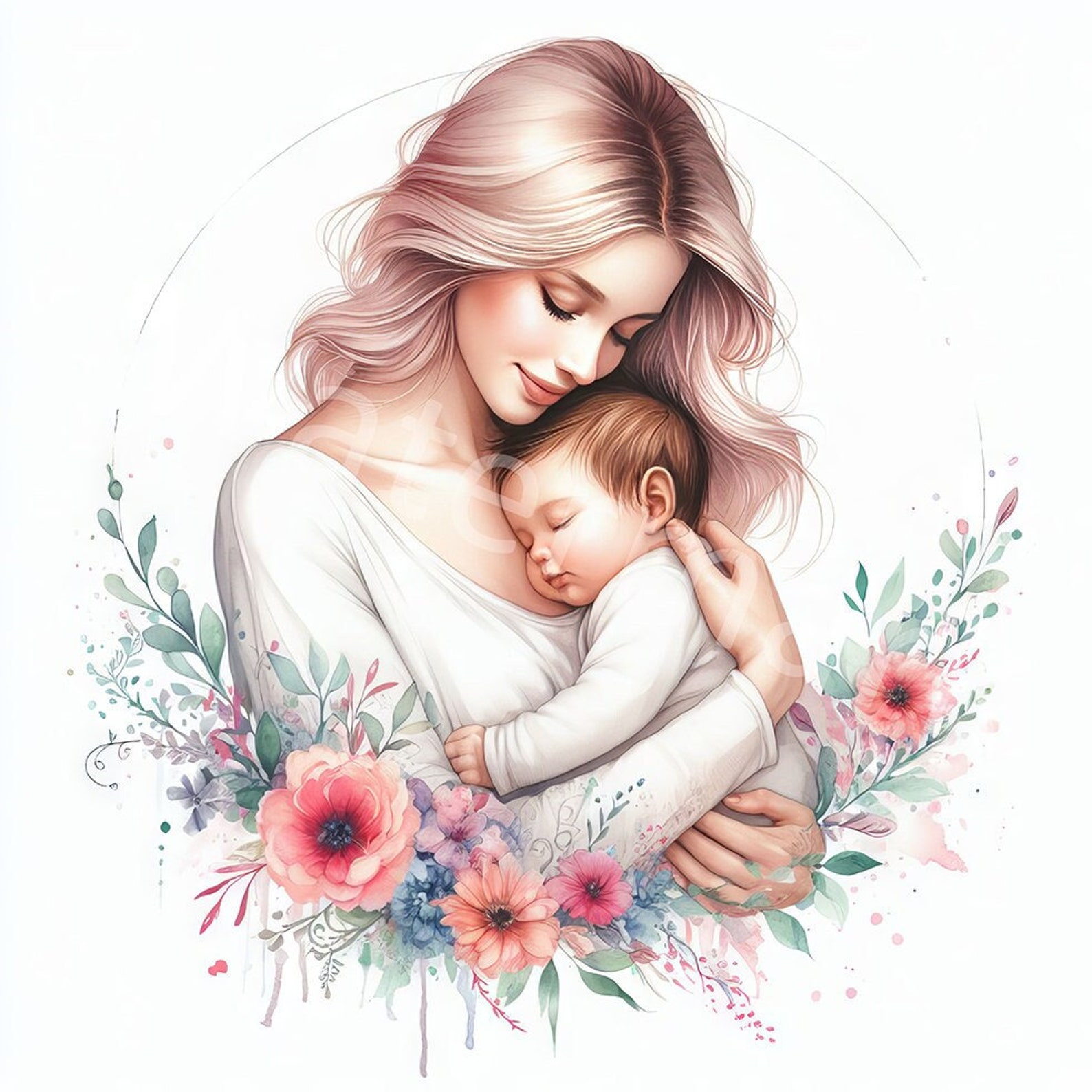 Mom and Baby Clipart, 12 Jpg, Digital Download, Card Making Clipart ...