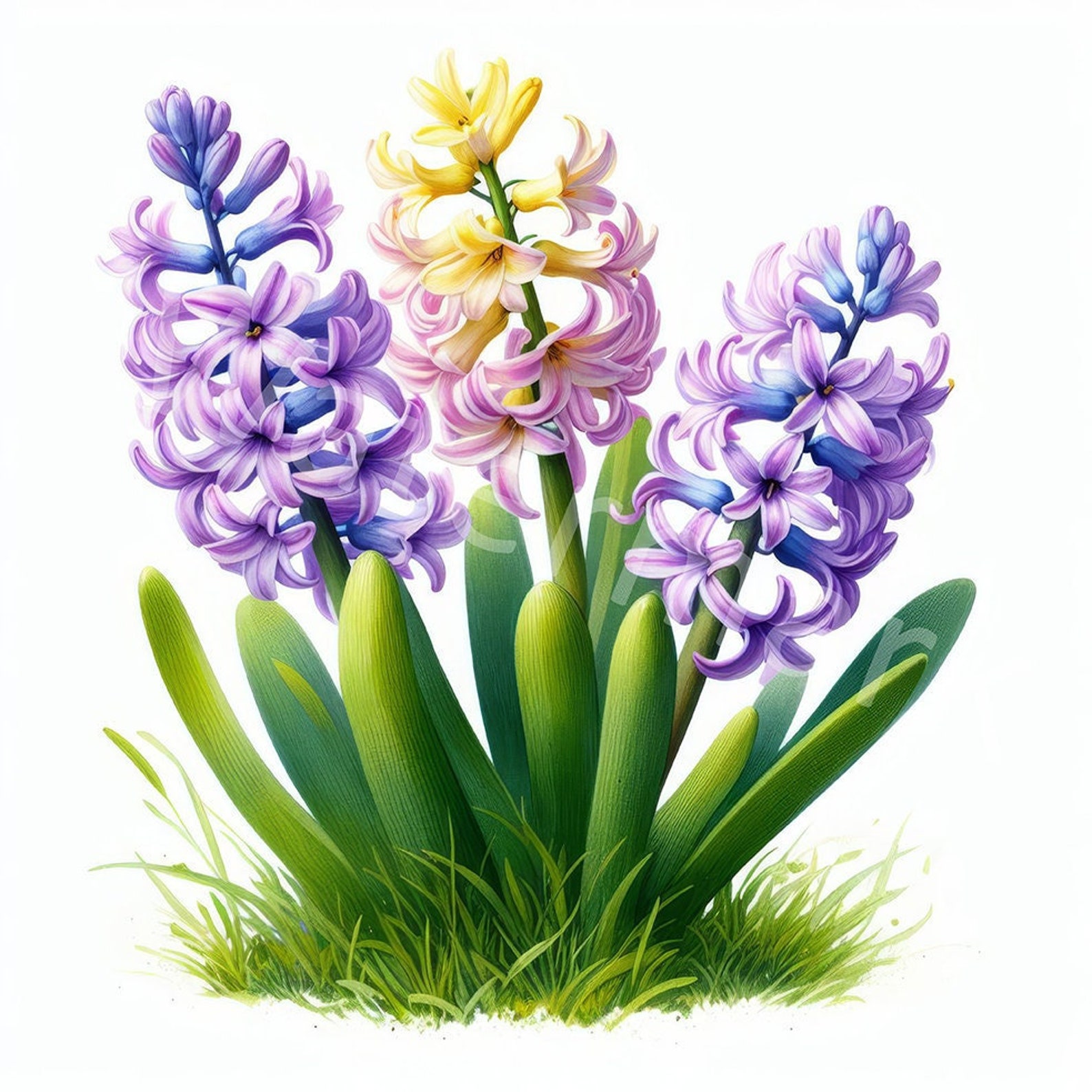 Watercolor Hyacinth Flowers Clipart: Digital Paper Craft (digital ...