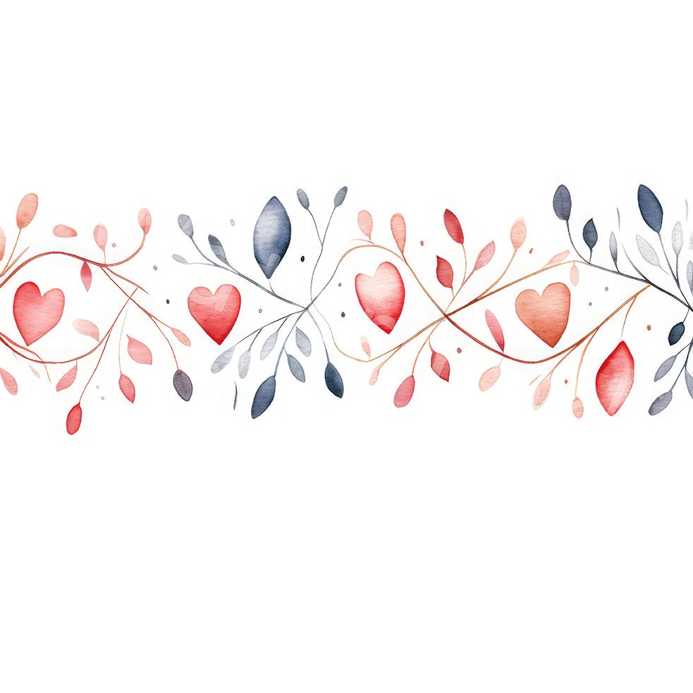Valentines Day Borders Watercolor Clipart, 11 JPG, Digital Download ...