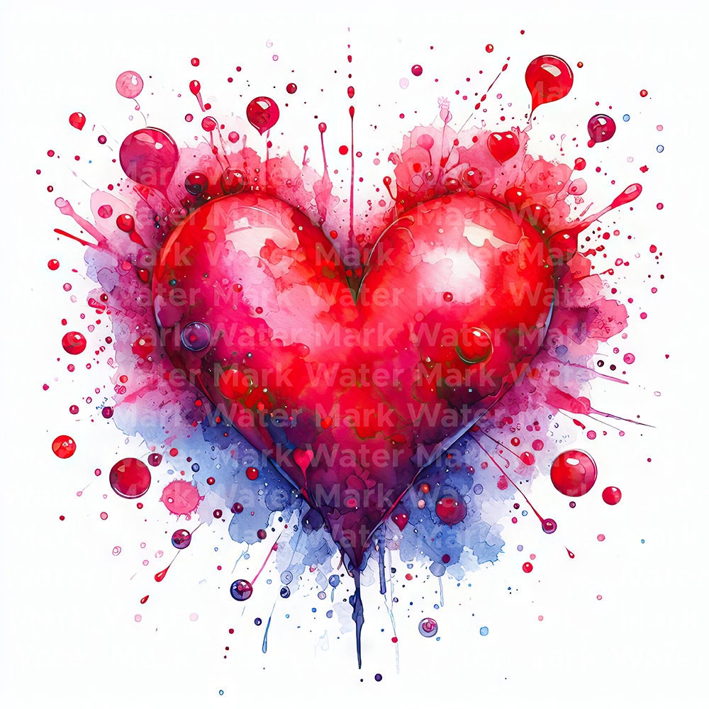 Valentine's Day Hearts Watercolor Clipart, 12 JPG, Digital Download ...