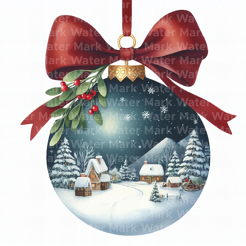 Christmas Tree Baubles Clipart, 12 JPG, Watercolor Clipart, Card Making ...