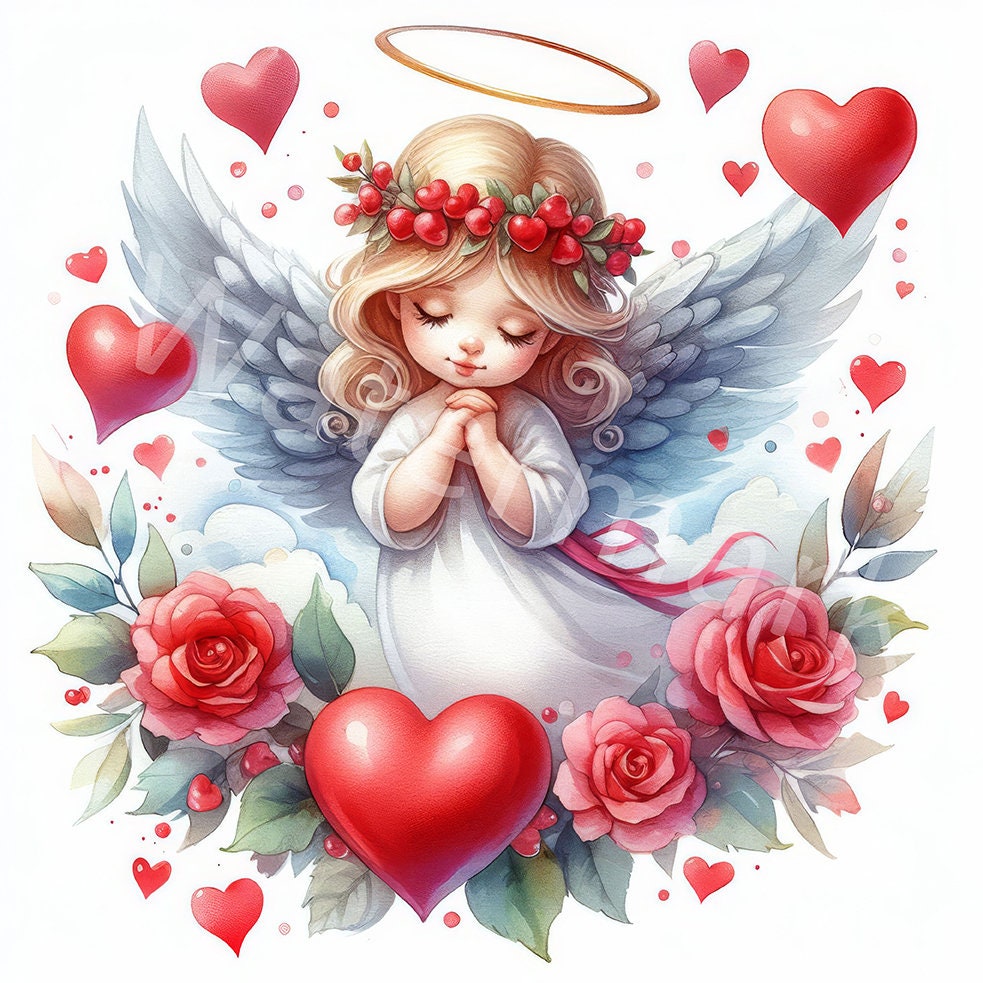 Valentines Day Angel Clipart, 12 Jpg, Digital Download, Angel Love ...