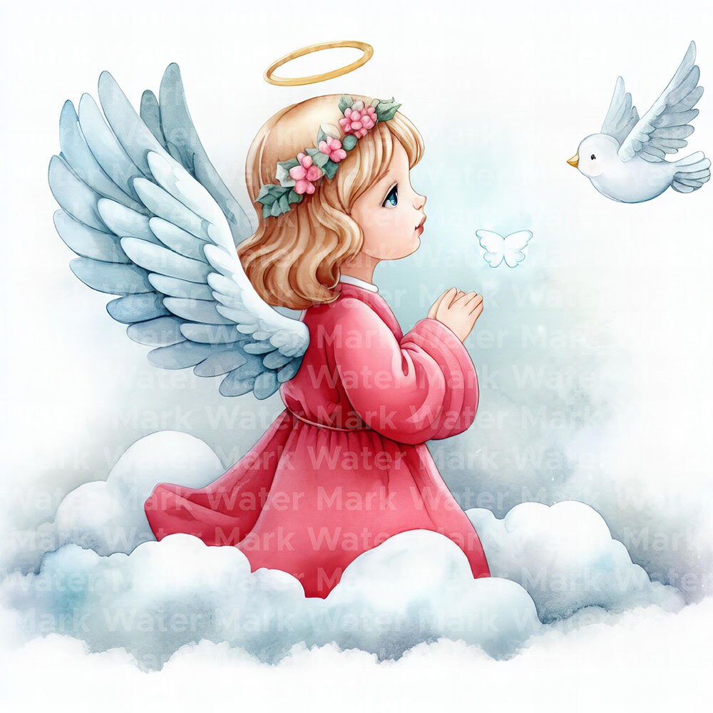 Watercolor Christmas Angel Clipart: Holiday Card Making (digital ...