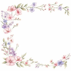 Spring Flower Border Clipart: Watercolor Floral Motifs (digital ...