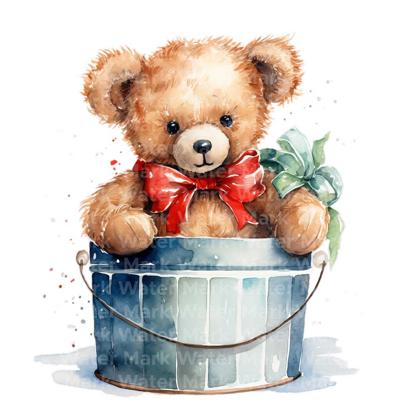 Christmas Teddy Bear Clipart 11 JPG Watercolor Clipart - Etsy