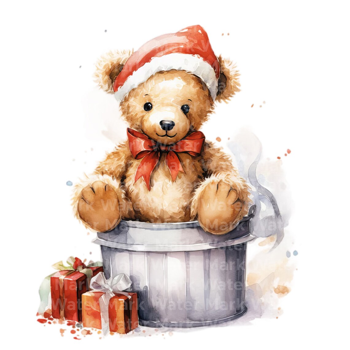 Christmas Teddy Bear Clipart 11 JPG Watercolor Clipart - Etsy