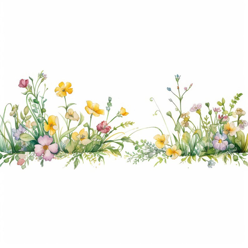 Border Spring Flowers Clipart, 12 JPG, Digital Download, Digital Paper ...