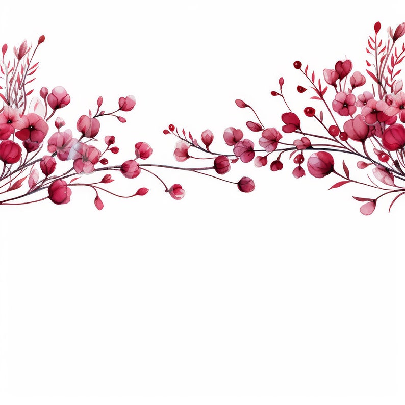Watercolor Flower Border Clipart: Floral Frame Graphics (digital ...