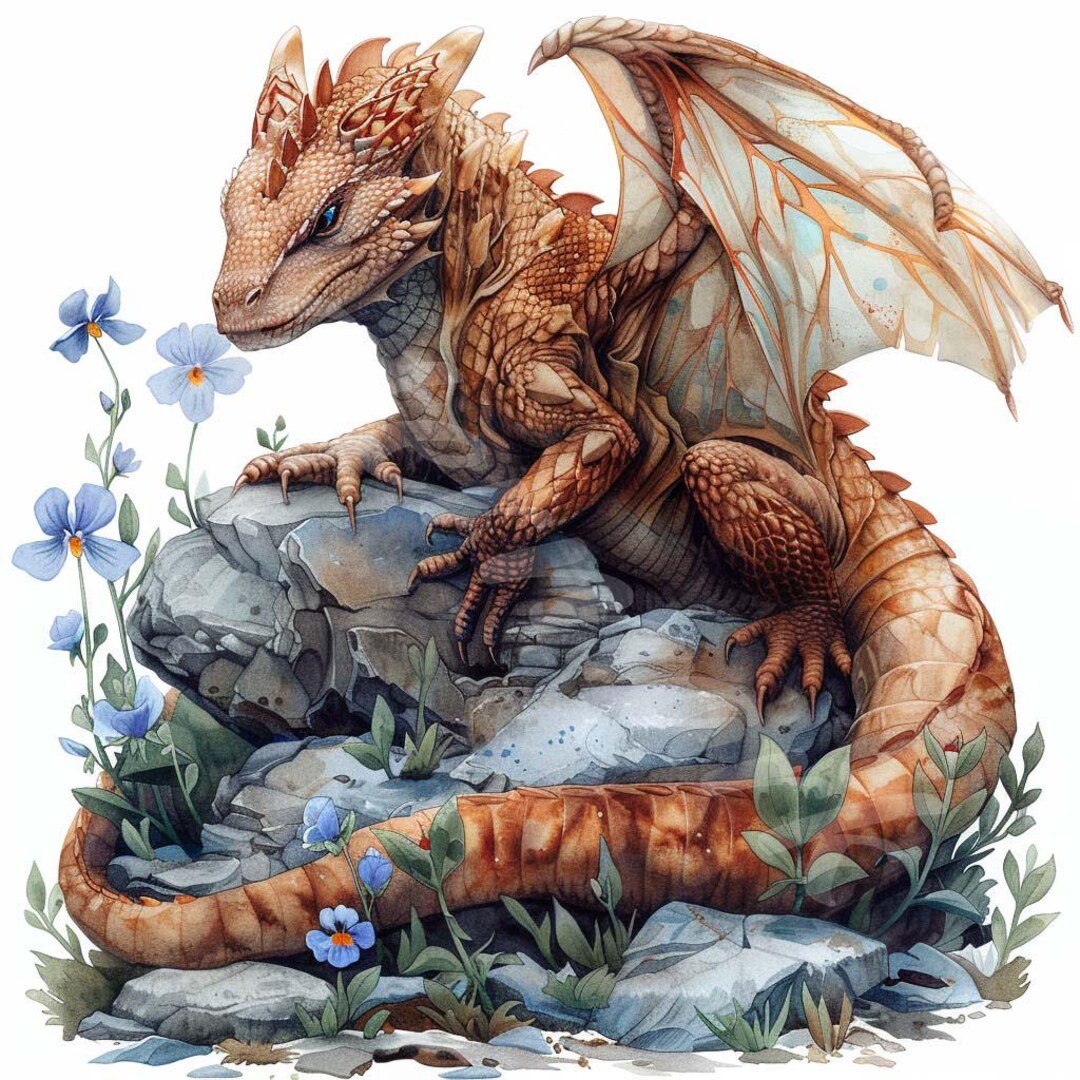 Watercolor Dragon Clipart: Fantasy Illustration (digital Download) - Etsy