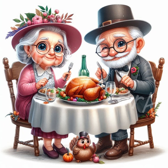 Cartoon Thanksgiving Dinner Table