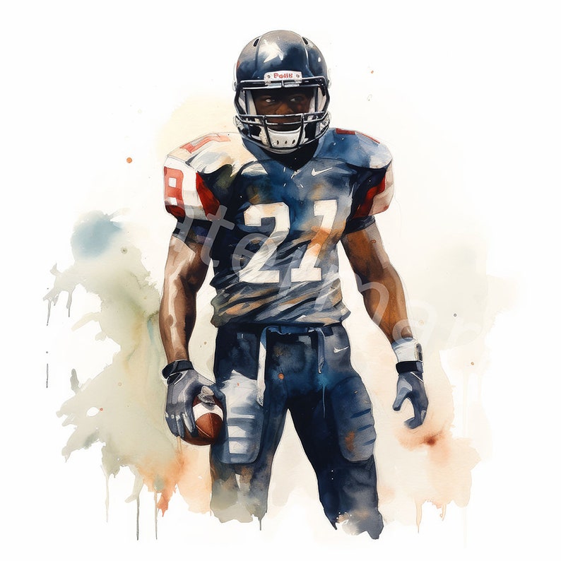 Watercolor American Football Clipart: Sports Illustrations (digital ...