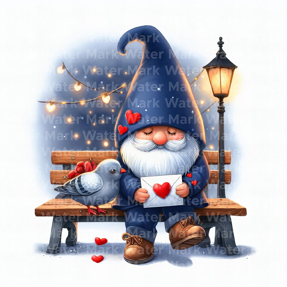 Valentine's Day Gnome Clipart, 13 JPG, Digital Download, Gnome With ...