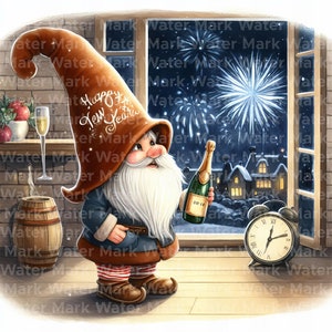 New Year Clipart, 11 Jpg, Digital Download, New Year Gnomes Clipart ...