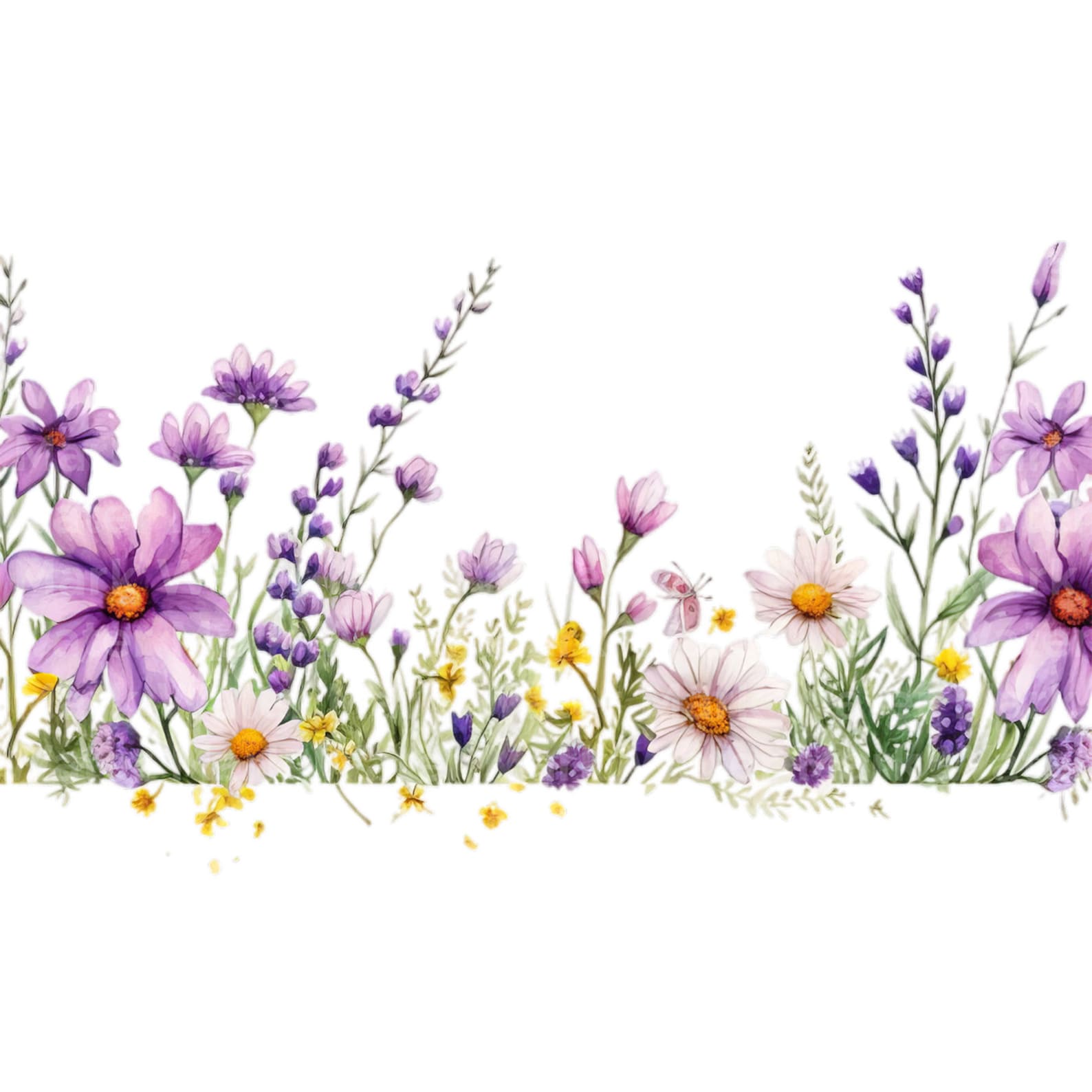 Floral Border Watercolor Clipart, 12 JPG, Digital Paper Crafts, Flowers ...