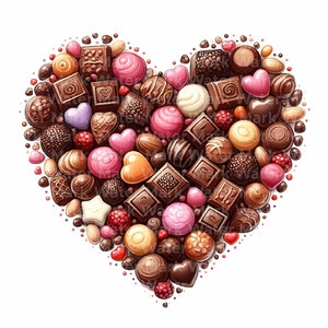 Valentine's Day Heart Clipart, 12 JPG, Digital Download, Chocolate ...