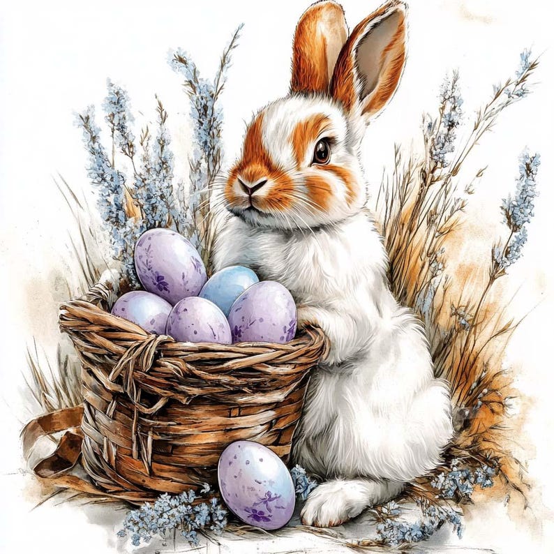 Watercolor Easter Bunny Clipart: Eggs, Ornaments (digital Download) - Etsy