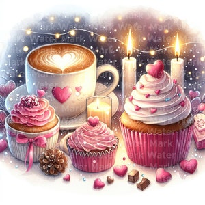 Valentine's Day Coffee Cupcake Clipart, 12 JPG, Digital Download ...