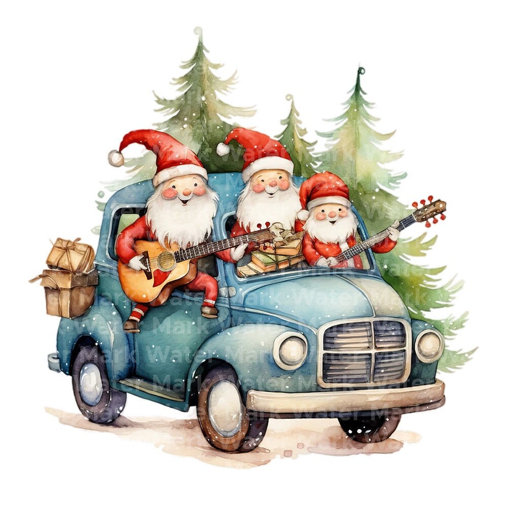 Christmas Gnomes Clipart, 10 JPG, Watercolor Clipart, Card Making ...