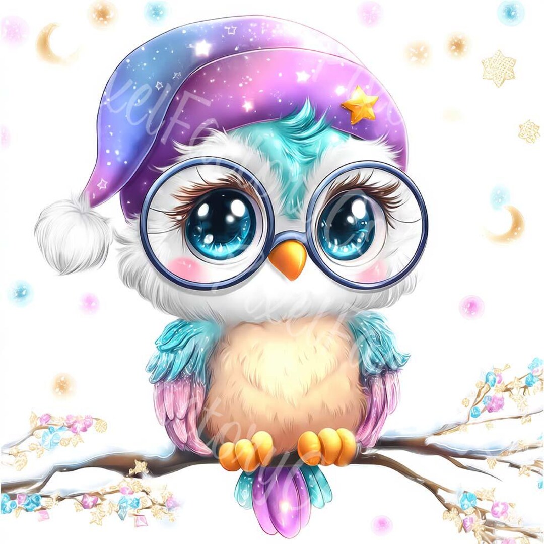 Cute Winter Owl Clipart Bundle Digital Download Pastel Owls in Glasses ...