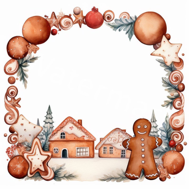 Gingerbread Border Clipart, 11 JPG, Digital Download, Digital Paper ...