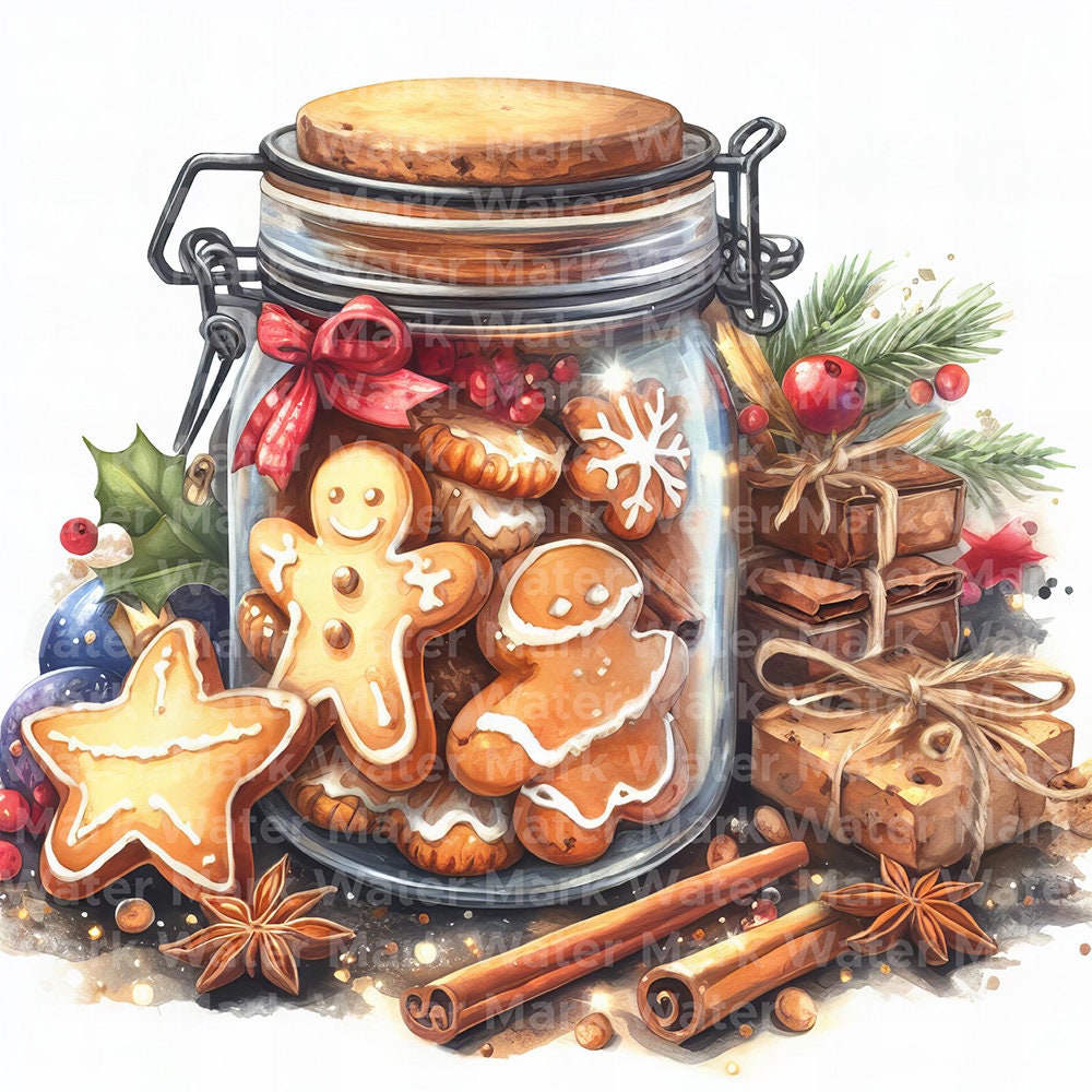 Watercolor Christmas Cookies Clipart: Holiday Digital Paper (digital ...