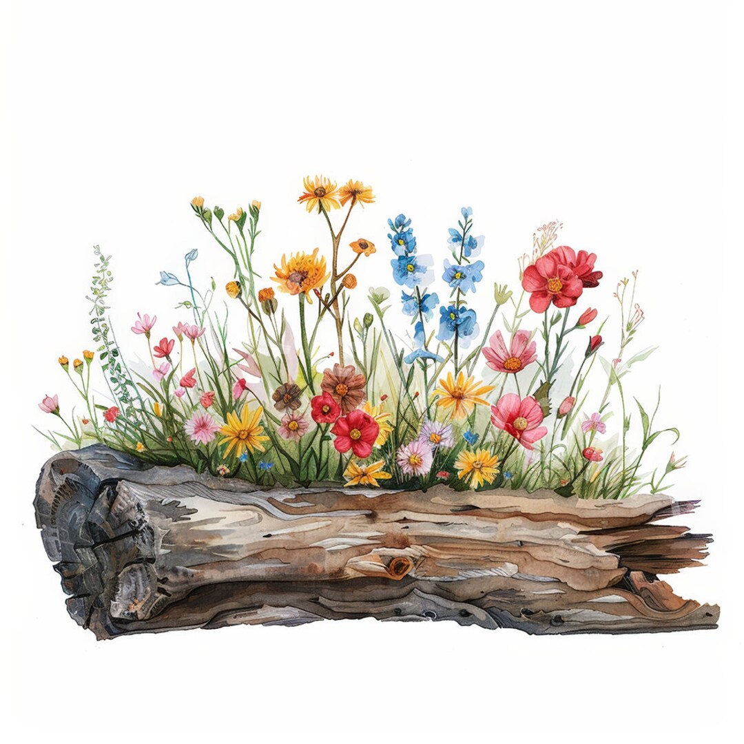 Watercolor Wildflowers Clipart: Nature Card-making Graphics (digital ...