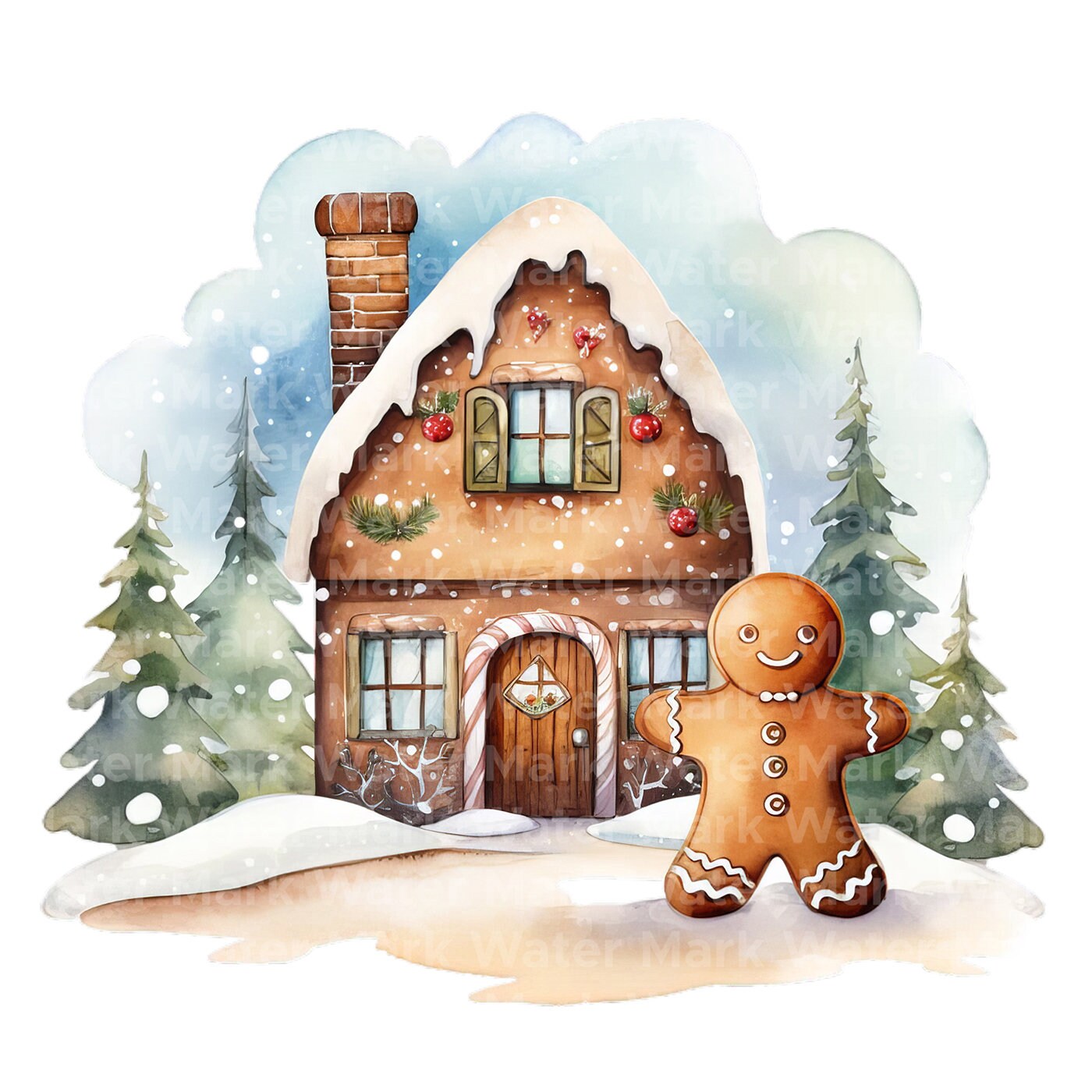 Watercolor Christmas Gingerbread House Clipart (digital Download) - Etsy