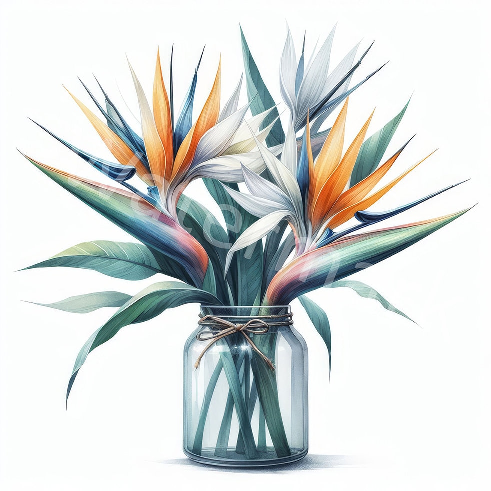 Strelitzia Flowers Clipart, 11 Jpg, Digital Download, Digital Paper ...