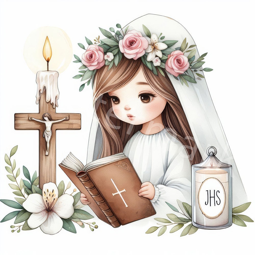 First Holy Communion Clipart: Watercolor Religious Graphics (digital ...