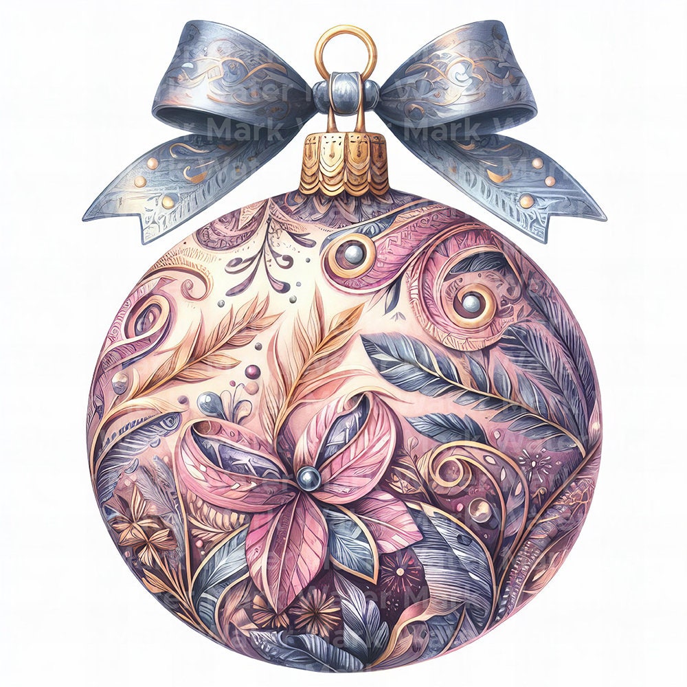 Christmas Tree Baubles Clipart, 11 JPG, Watercolor Clipart, Card Making ...