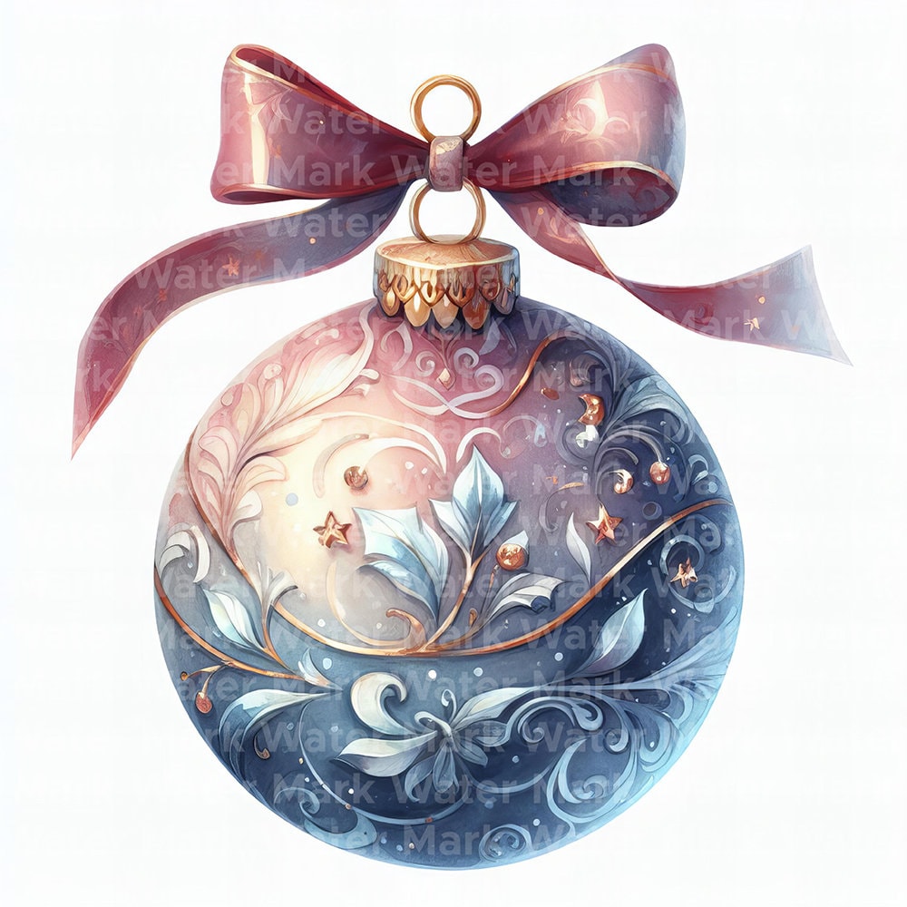 Christmas Tree Baubles Clipart, 11 JPG, Watercolor Clipart, Card Making ...