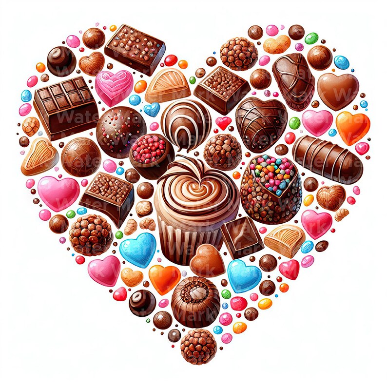 Valentine's Day Heart Clipart, 12 JPG, Digital Download, Chocolate ...