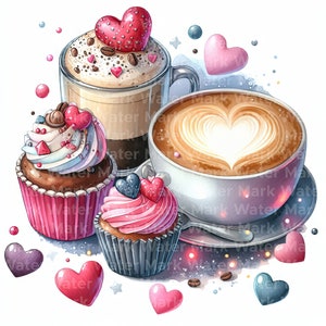 Valentine's Day Coffee Cupcake Clipart, 12 JPG, Digital Download ...