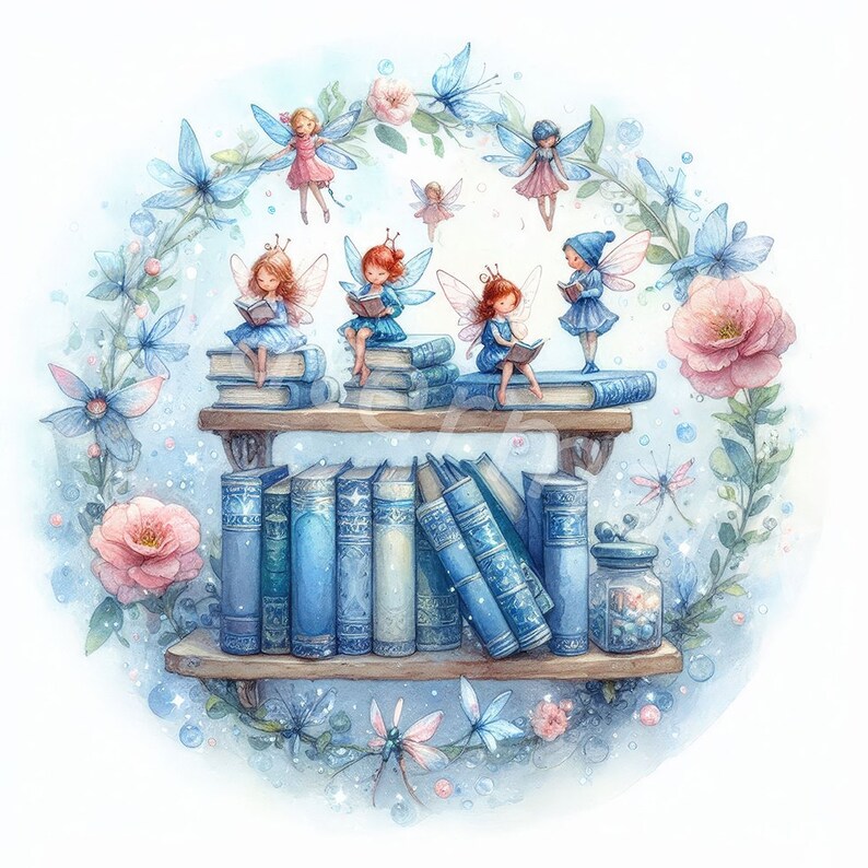 Watercolor Fairy Books Clipart: Children's Book Art (digital Download ...