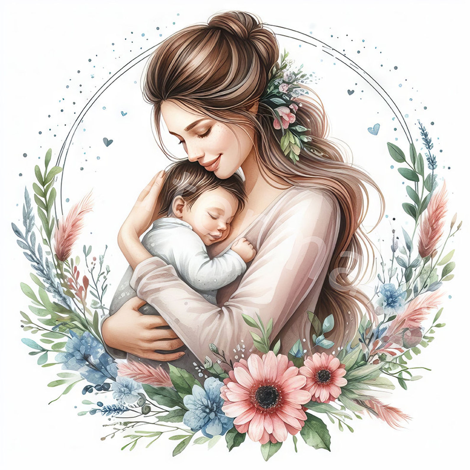 Mom and Baby Clipart, 12 Jpg, Digital Download, Card Making Clipart ...