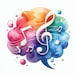 Watercolor Music Notes Clipart: Treble Clef, Sheet Music (digital ...