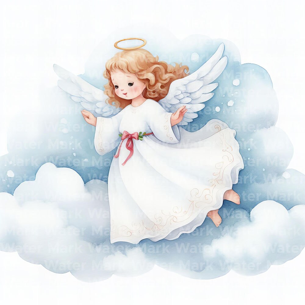 Watercolor Christmas Angel Clipart: Holiday Card Making (digital ...