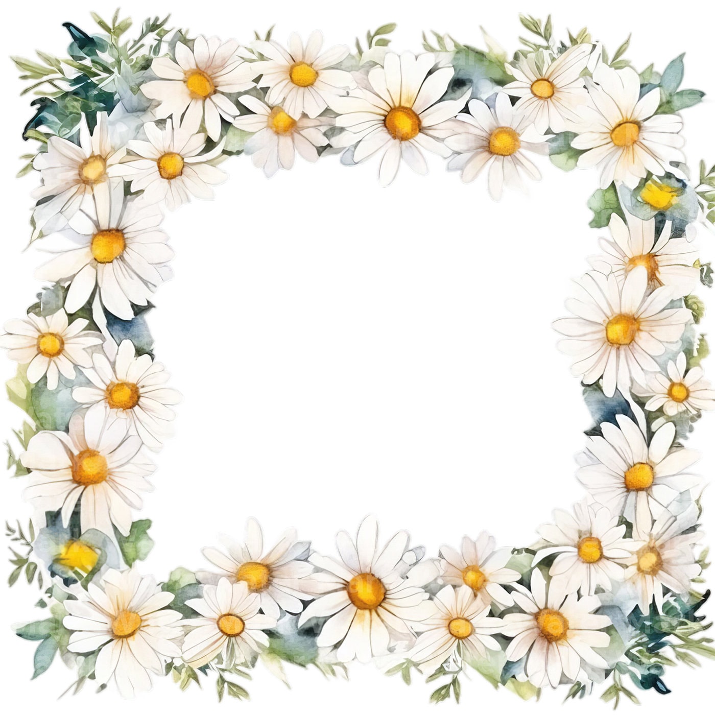 Watercolor Daisies Frame Clipart, 14 JPG, Digital Paper Crafts, Frame ...