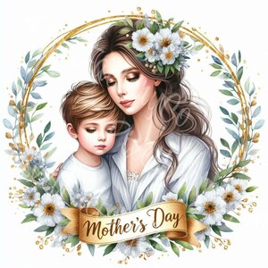 Mother’s Day Clipart Bundle Watercolor Mom and Child Floral Frames ...