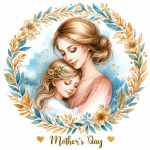 Mother’s Day Clipart Bundle Watercolor Mom and Child Floral Frames ...