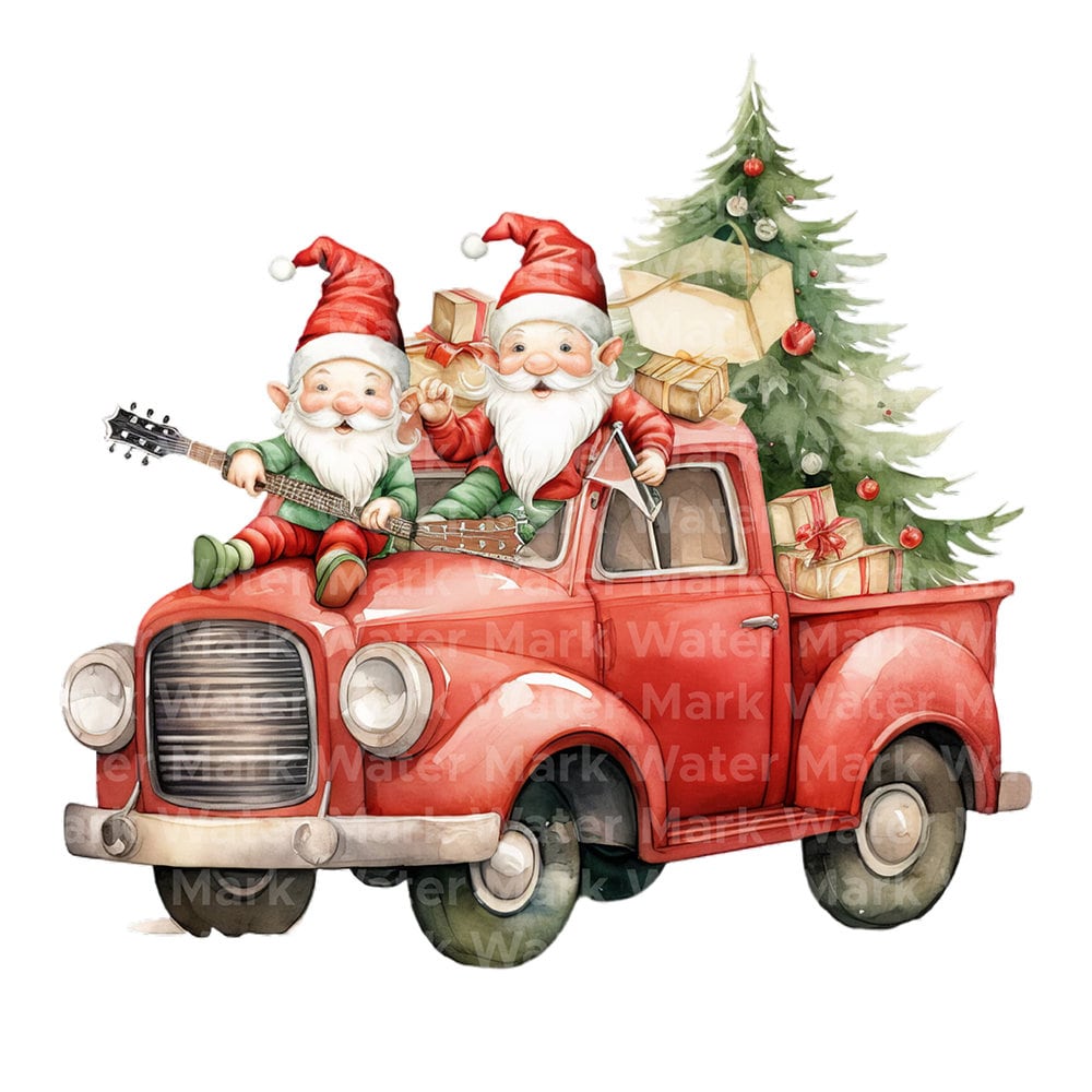 Christmas Gnomes Clipart, 10 JPG, Watercolor Clipart, Card Making ...