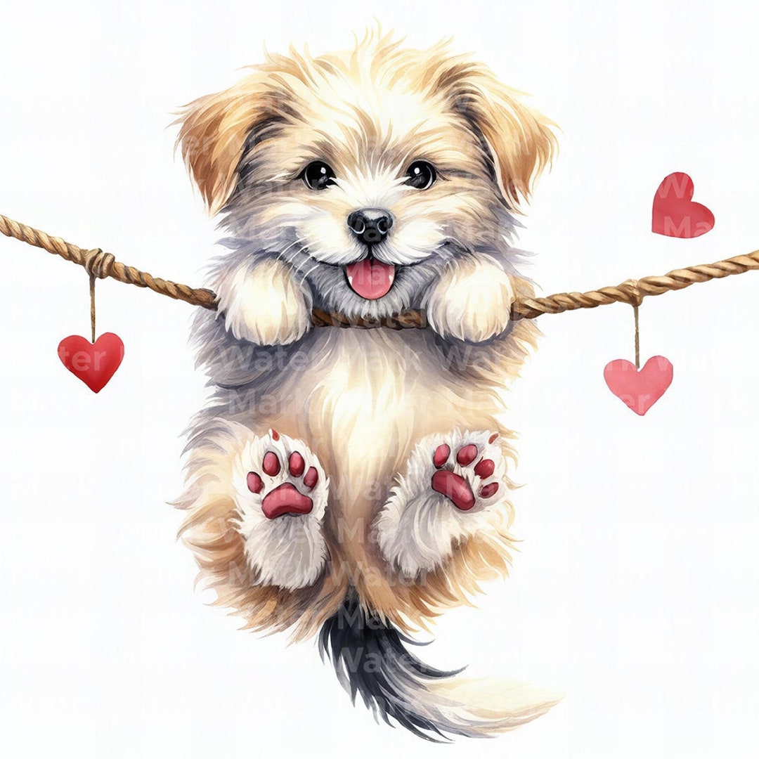 Valentine's Day Clipart, 10 Jpg, Digital Download, Dog With Heart ...
