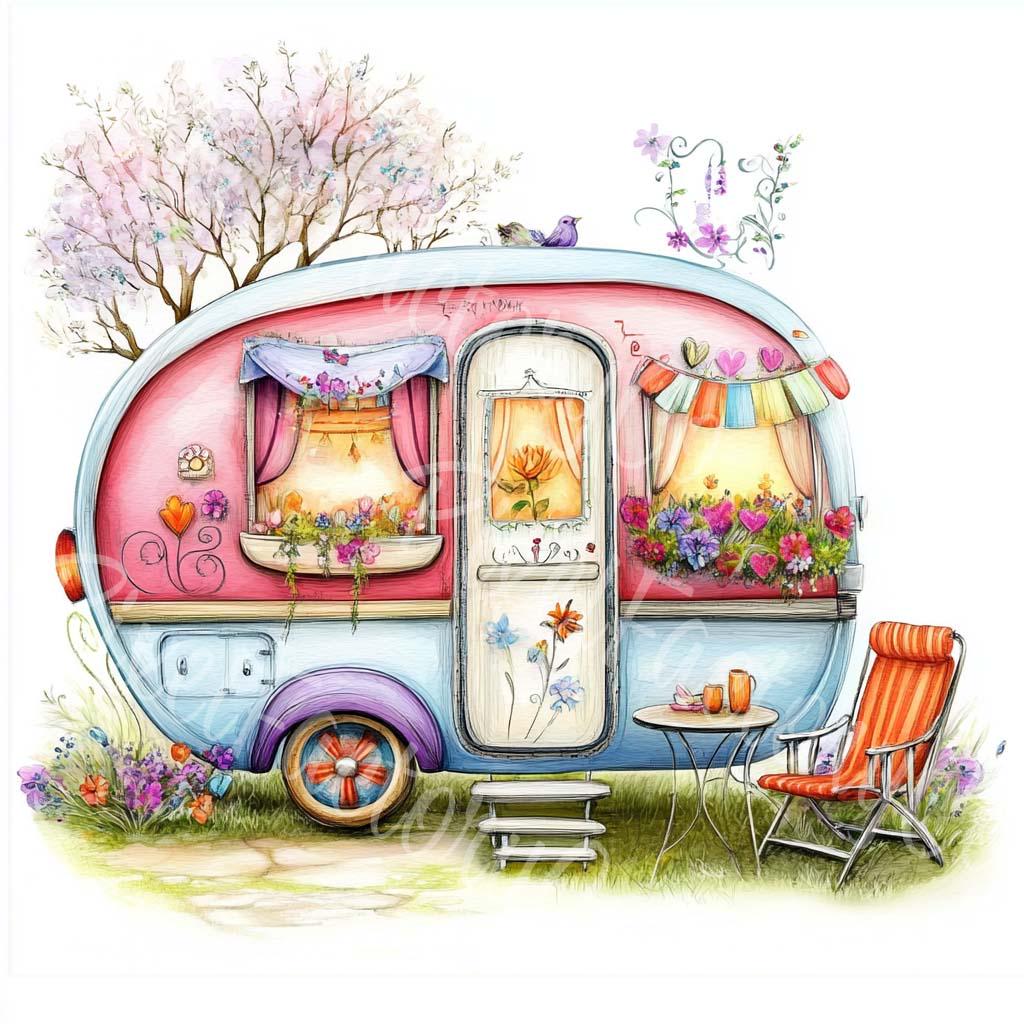 Vintage Camper Clipart: Retro Summer Trailer Art (digital Download) - Etsy