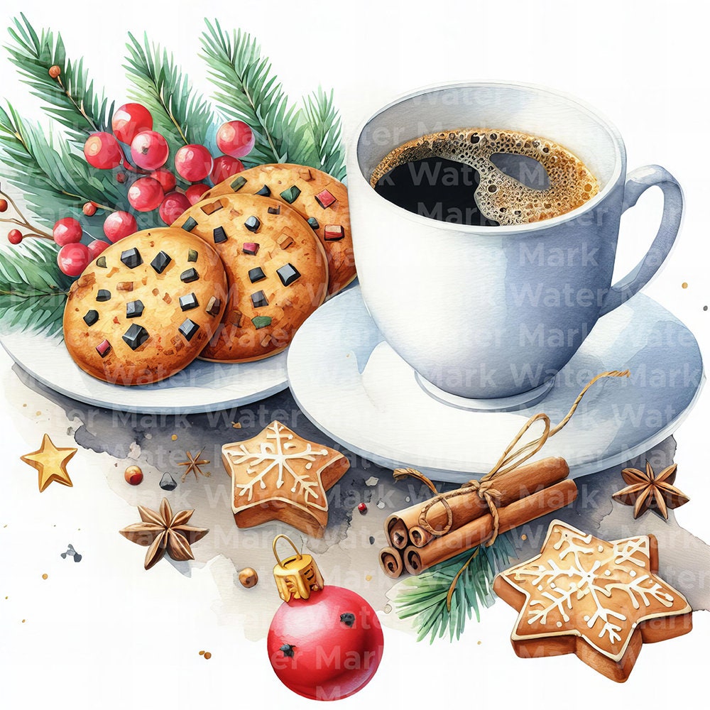 Watercolor Christmas Cookie Clipart: Gingerbread Designs (digital ...
