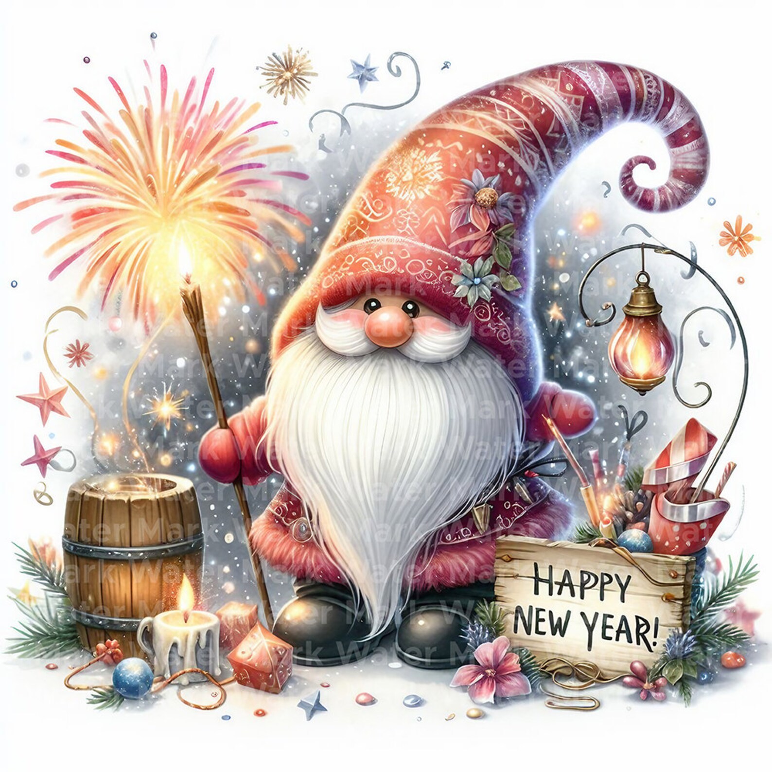 New Year Gnomes Clipart: Watercolor Style (digital Download) - Etsy