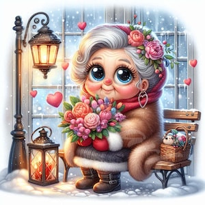 Valentine's Day Old Lady Clipart 12JPG Grandma in Love Valentine's Day ...