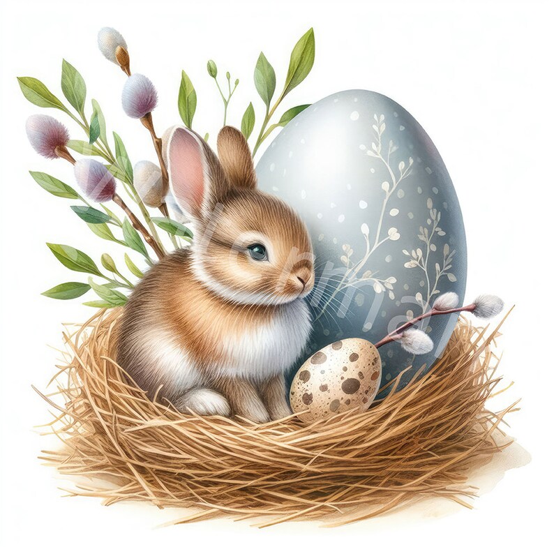 Easter Bunny Chick Clipart, 12 JPG, Digital Download, Scrapbooks, Junk ...