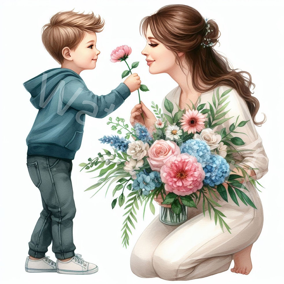 Mother's Day Clipart, 12 JPG, Digital Download, Wall Art, Invitation ...